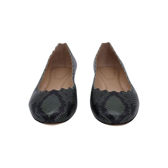 Chloé | Shoes | Chloe Pythonembossed Lauren Ballet Flats In Green ...